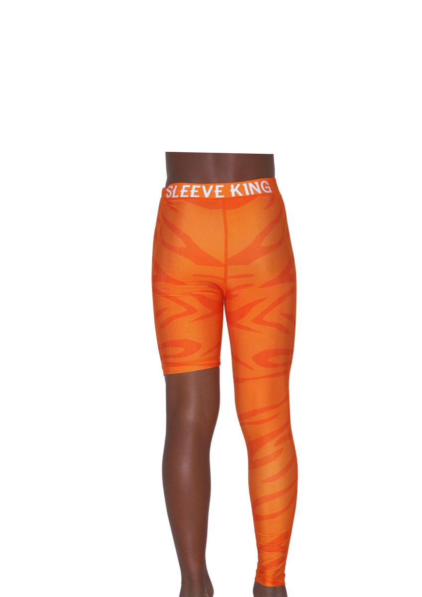 ORANGE STRIPES FULL ONE LEG LEGGINGS – Sleeve King Athletics